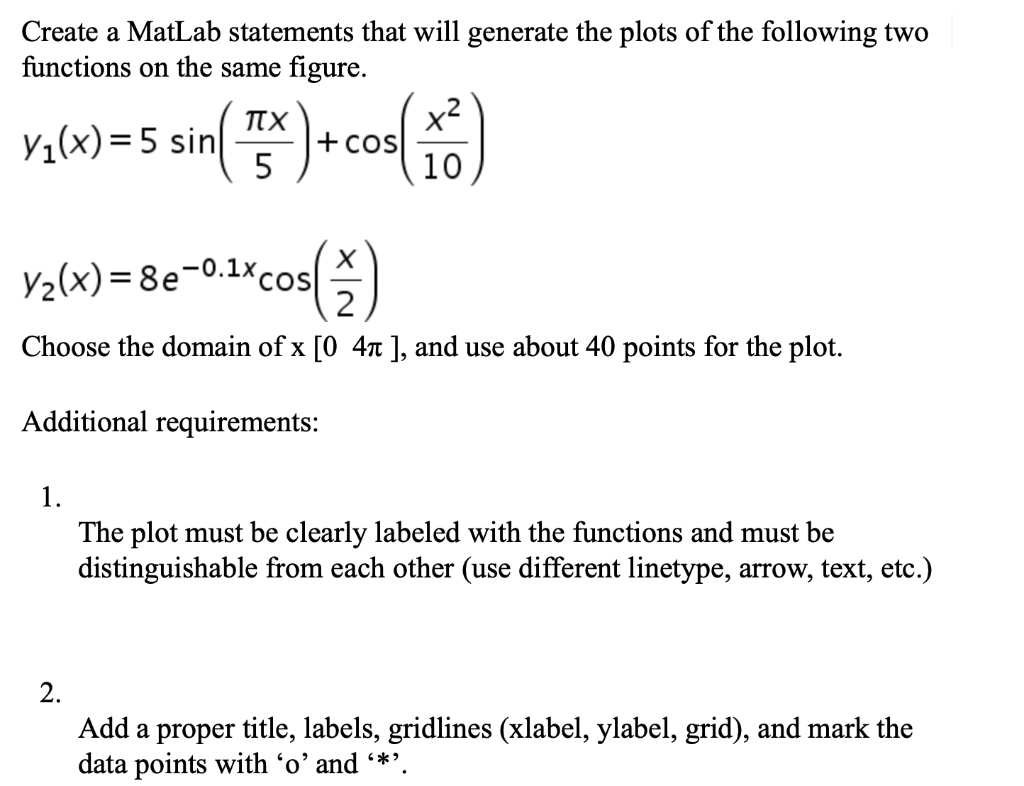Solved Create a MatLab statements that will generate the | Chegg.com