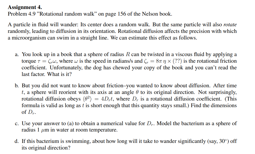 Solved Assignment 4.Problem 4.9 ﻿"Rotational random walk" on | Chegg.com