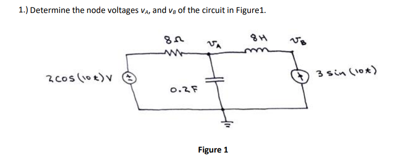 Solved 1.) Determine the node voltages vA, and vB of the | Chegg.com