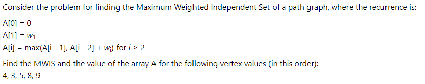 Solved Consider The Problem For Finding The Maximum Weighted 