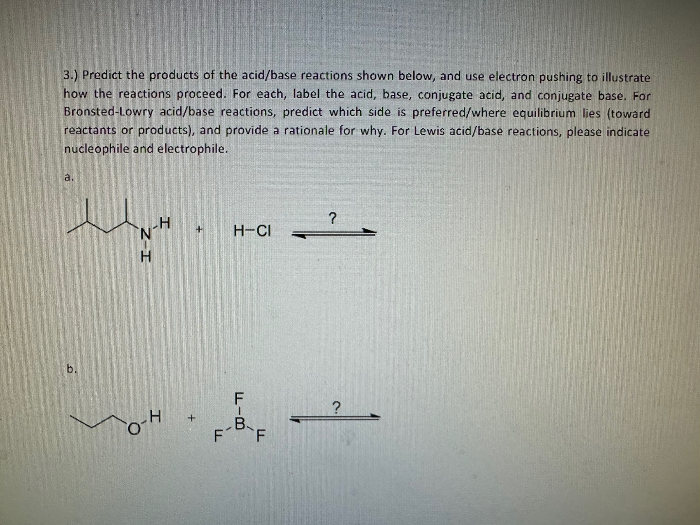 Solved 3.) Predict the products of the acid/base reactions | Chegg.com