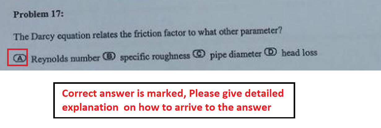 Solved Problem 17 The Darcy Equation Relates The Friction Chegg