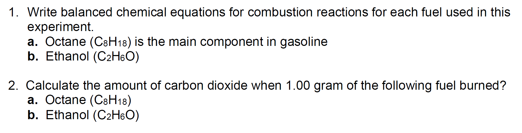 Solved 1. Write balanced chemical equations for combustion | Chegg.com