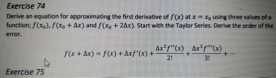 Solved Exercise 74 Derive an equation for approximating the | Chegg.com