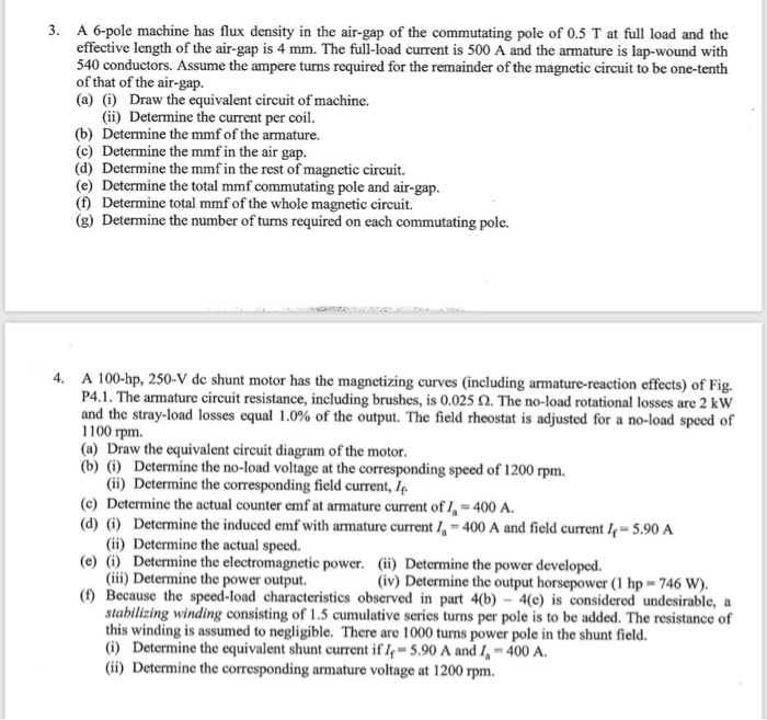 Solved A 6-pole machine has flux density in the air-gap of | Chegg.com