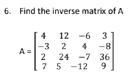 Solved Find the inverse matrix of | Chegg.com
