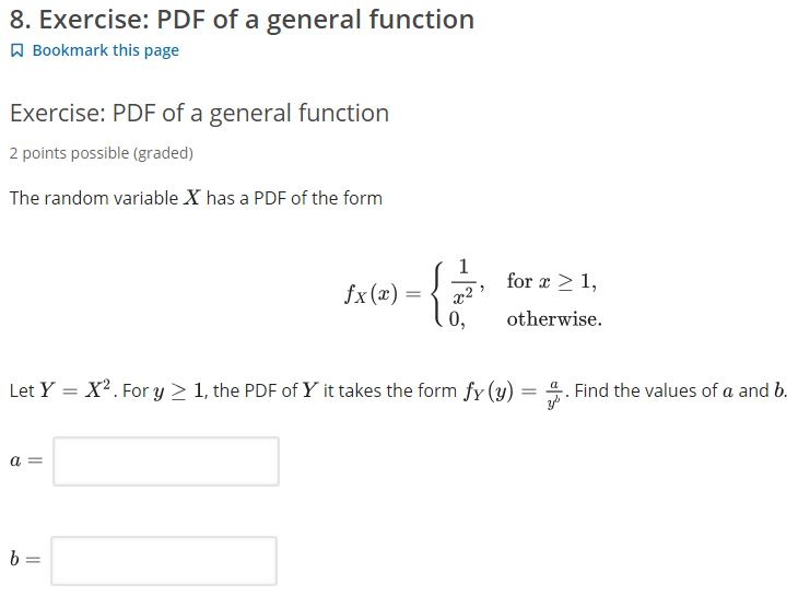 Solved 8. Exercise: PDF of a general function Bookmark this | Chegg.com