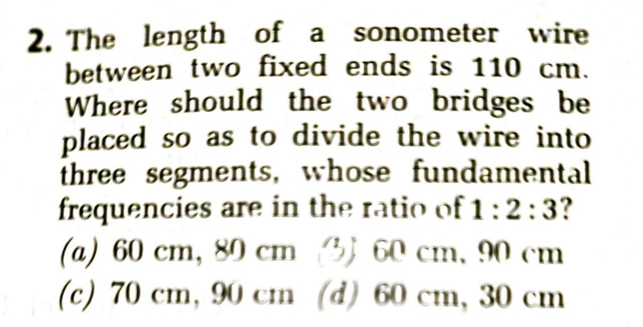Solved 2. The length of a sonometer wire between two fixed | Chegg.com