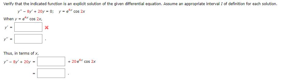Solved Verify that the indicated function is an explicit | Chegg.com