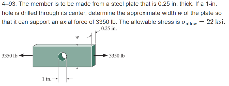 Solved 4-93. The member is to be made from a steel plate | Chegg.com