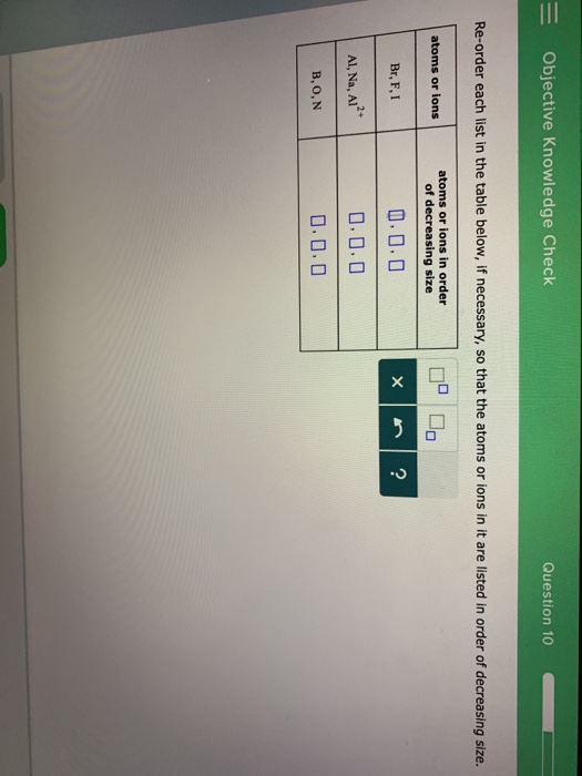 Solved Ξ Objective Knowledge Check Question 10 Re-order each | Chegg.com