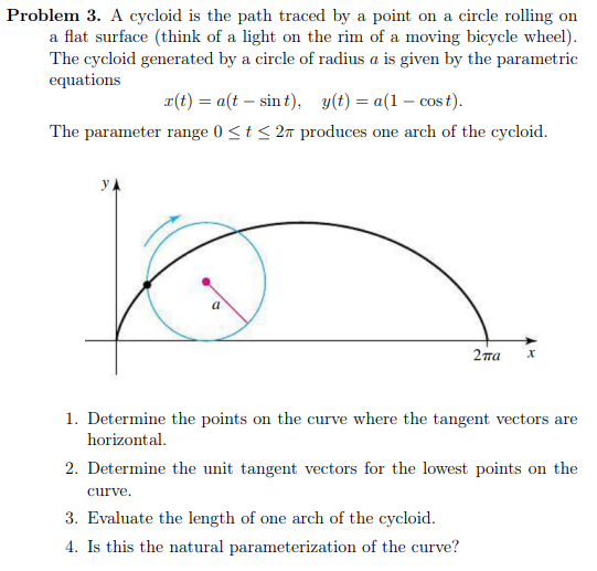 Solved roblem 3. A cycloid is the path traced by a point on | Chegg.com