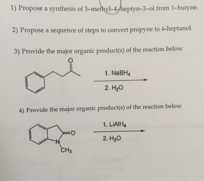 Solved 1) Propose a synthesis of 3-methyl-4/heptyn-3-ol from | Chegg.com