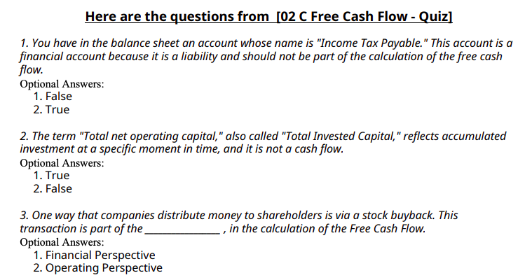 Solved Here are the questions from [02 C Free Cash Flow - | Chegg.com