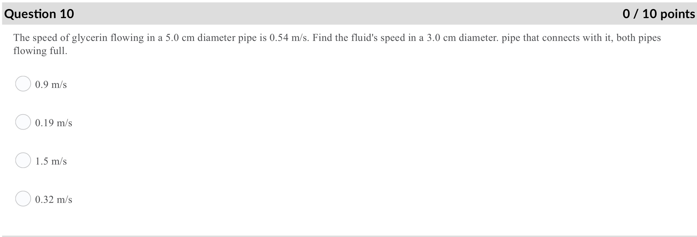 Solved Question 10 0 / 10 points The speed of glycerin | Chegg.com