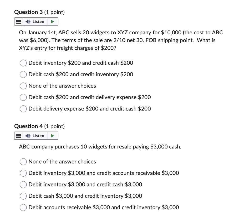 Solved On Jan 1st, ABC sells $10,000 of widgets to ZYX | Chegg.com