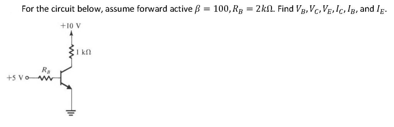 Solved For the circuit below, assume forward active | Chegg.com