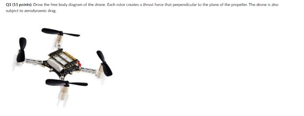 Solved Draw the free body diagram of the drone. Each rotor | Chegg.com