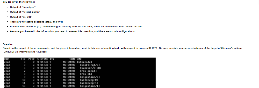 Solved You are given the following: • Output of "ifconfig | Chegg.com