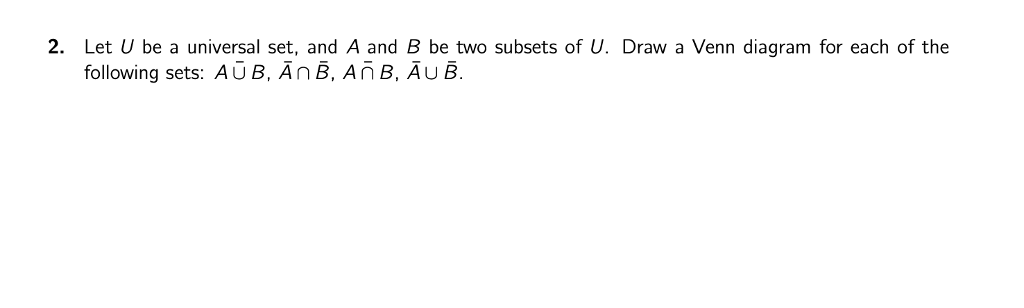 Solved 2. Let U be a universal set, and A and B be two | Chegg.com