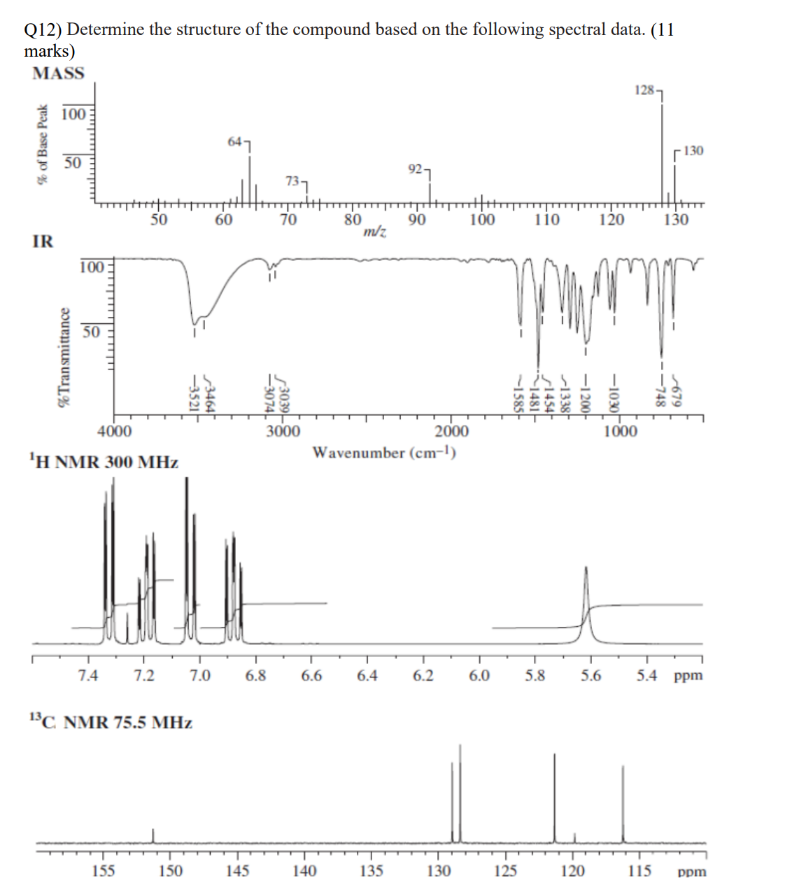 Solved Q12) ﻿Determine the structure of the compound based | Chegg.com