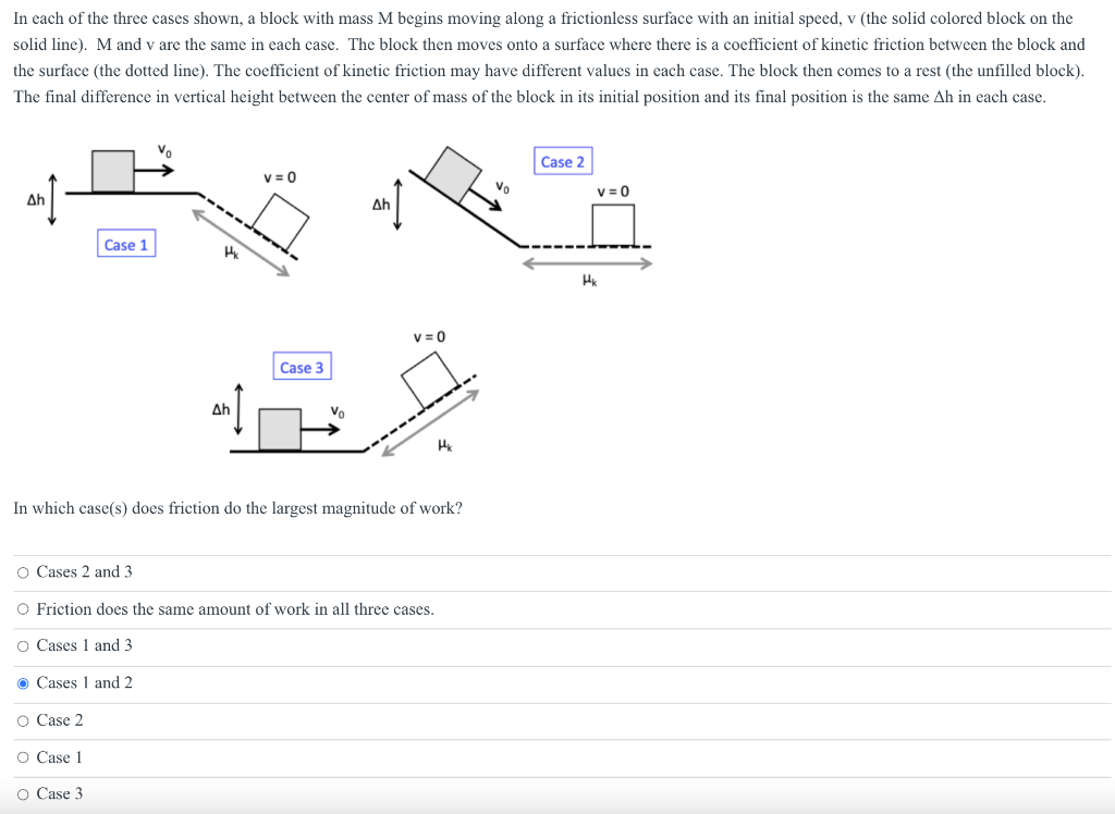Solved In each of the three cases shown, a block with mass M | Chegg.com