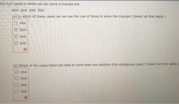 Solved The Four Cases In Which We Can Solve A Triangle Are 