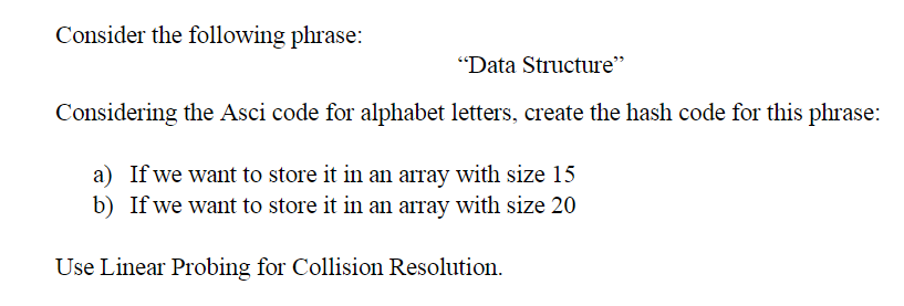 Solved Consider the following phrase: "Data Structure" | Chegg.com