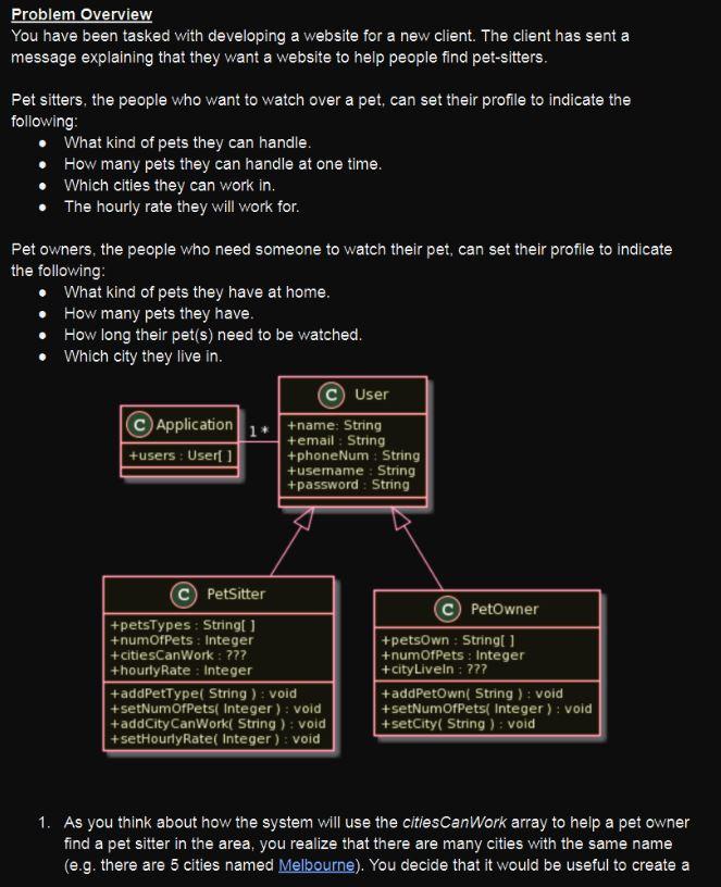 Solved Problem Overview You have been tasked with developing | Chegg.com