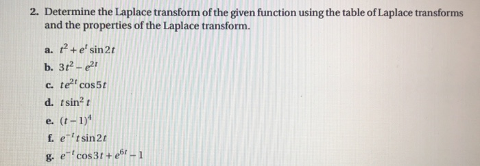 Solved Determine the Laplace transform of the given function | Chegg.com