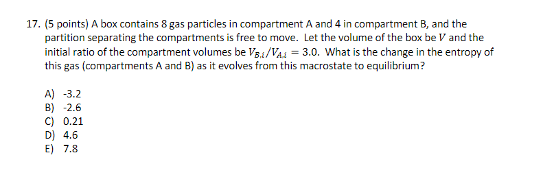 Solved 17. (5 points) A box contains 8 gas particles in | Chegg.com