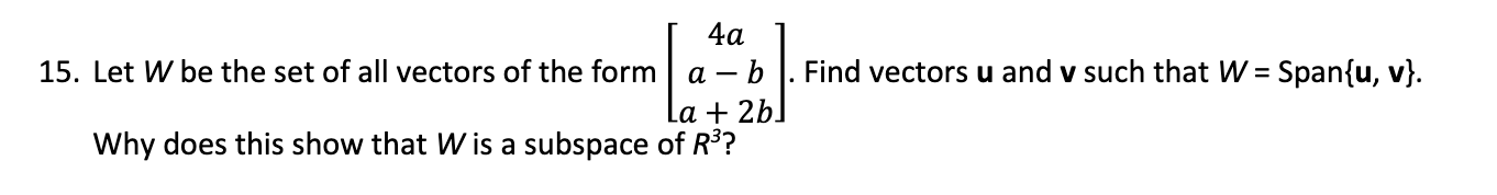 Solved 15. Let W be the set of all vectors of the form | Chegg.com