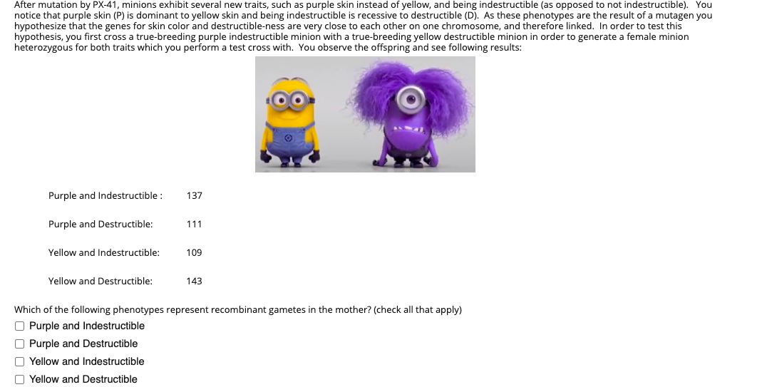 Solved After mutation by PX-41, minions exhibit several new | Chegg.com