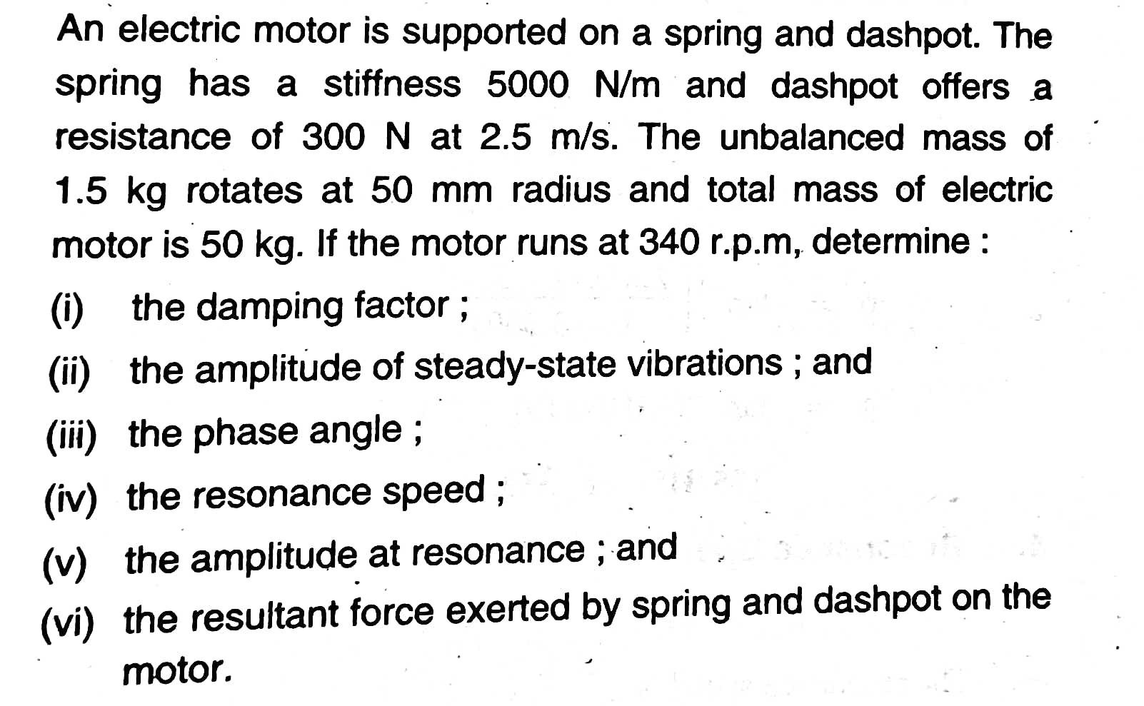 Solved An electric motor is supported on a spring and | Chegg.com