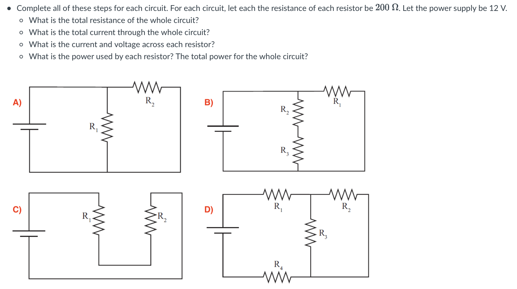 Solved - Complete all of these steps for each circuit. For | Chegg.com