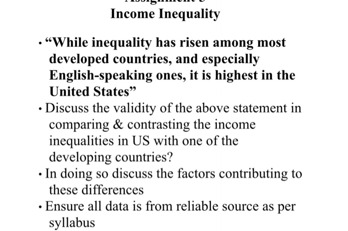 Solved Income Inequalitv While Inequality Has Risen Among Chegg