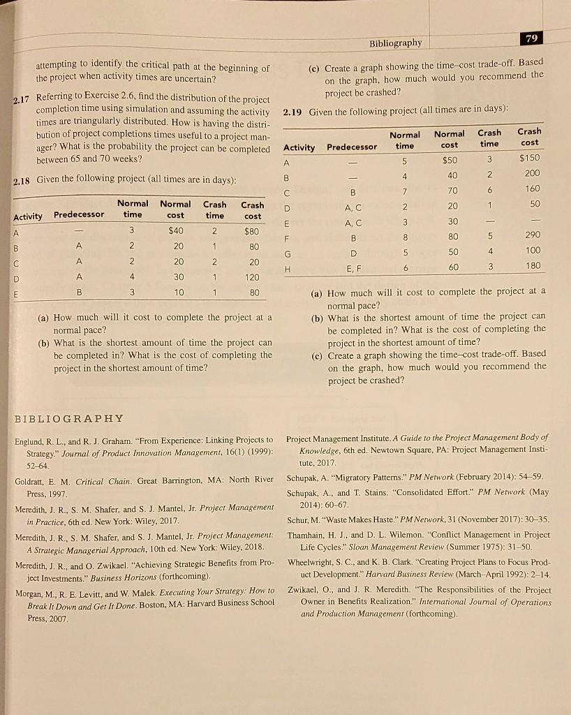 Solved Project Crashing Assignment: Complete problems 2.18 | Chegg.com
