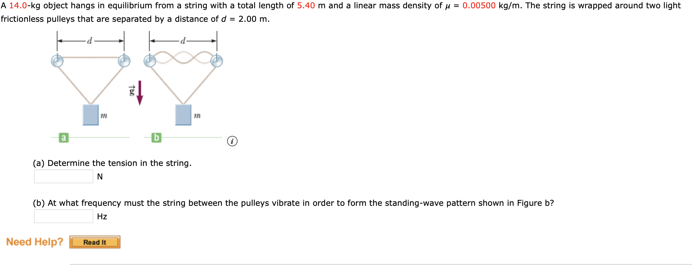 Solved A 14.0-kg object hangs in equilibrium from a string | Chegg.com