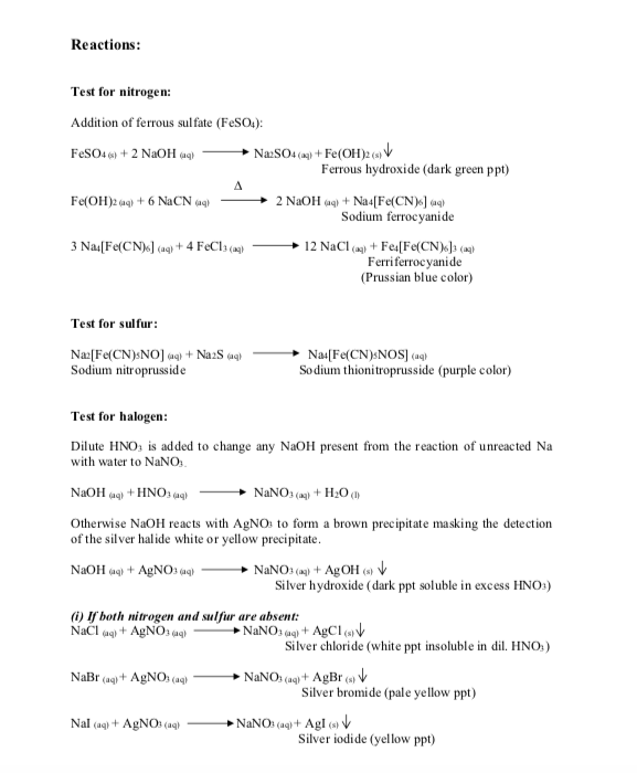 Procedure: General scheme: Fusion with sodium | Chegg.com