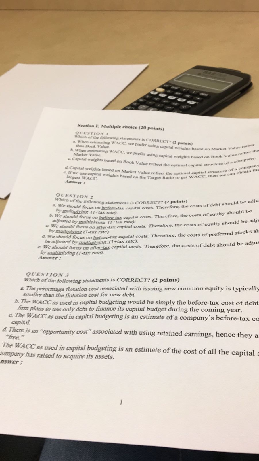 Solved arket Value rather Section 1: Multiple choice (20 | Chegg.com
