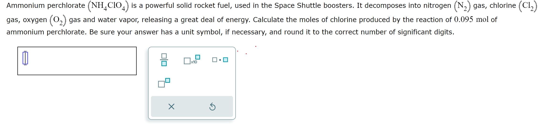 Solved Ammonium perchlorate (NH4ClO4) is a powerful solid | Chegg.com