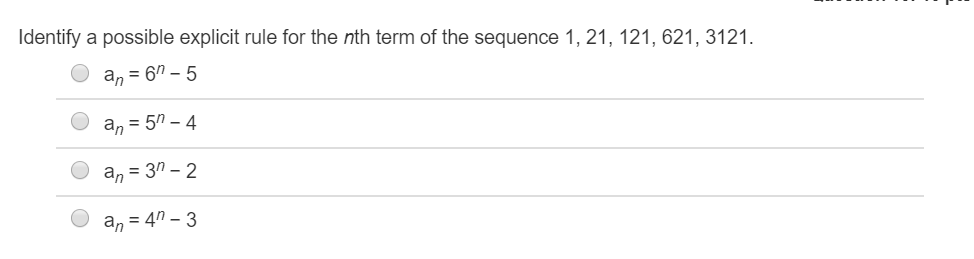 Solved Identify a possible explicit rule for the nth term of | Chegg.com