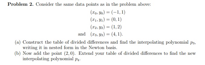 Solved Problem 2. Consider the same data points as in the | Chegg.com