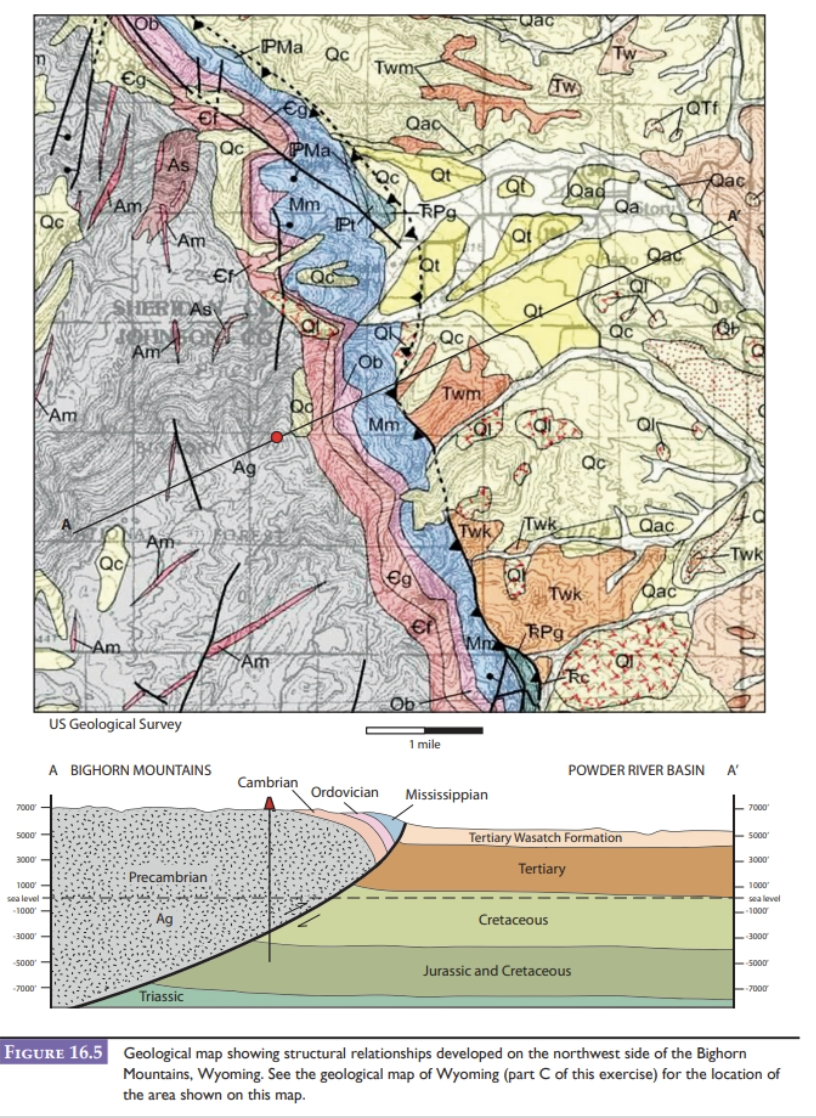 Solved Part C Geological Map of Bighorn Mountains, Wyoming | Chegg.com