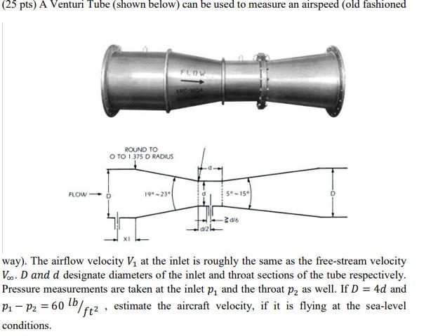 Solved ( 25 pts) A Venturi Tube (shown below) can be used to | Chegg.com
