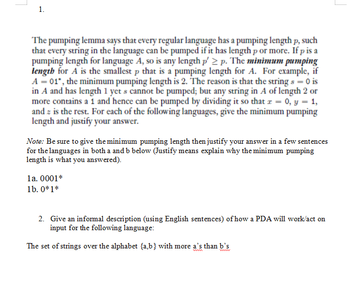 Solved The pumping lemma says that every regular language | Chegg.com
