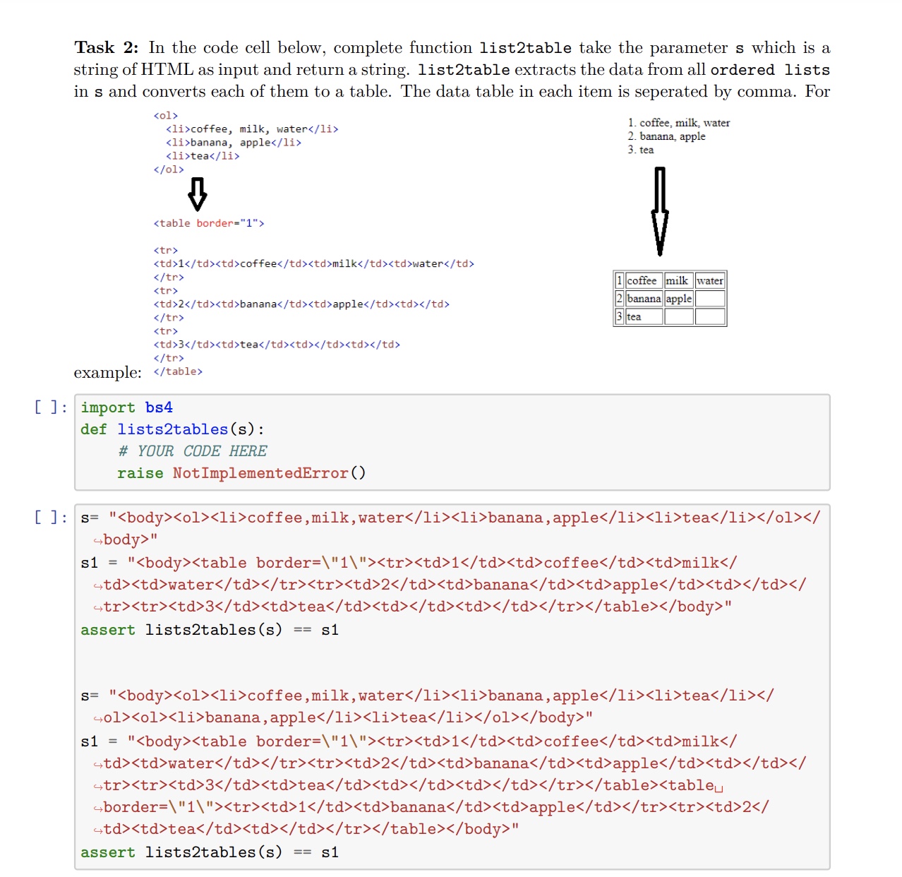 Solved Task 2: In the code cell below, complete function | Chegg.com