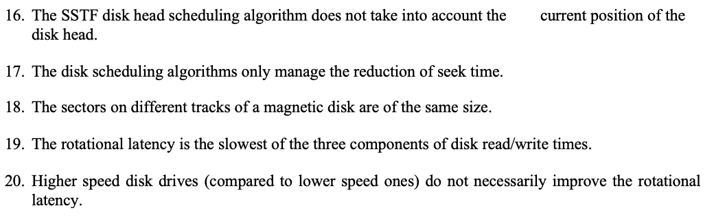 Solved current position of the 16. The SSTF disk head | Chegg.com