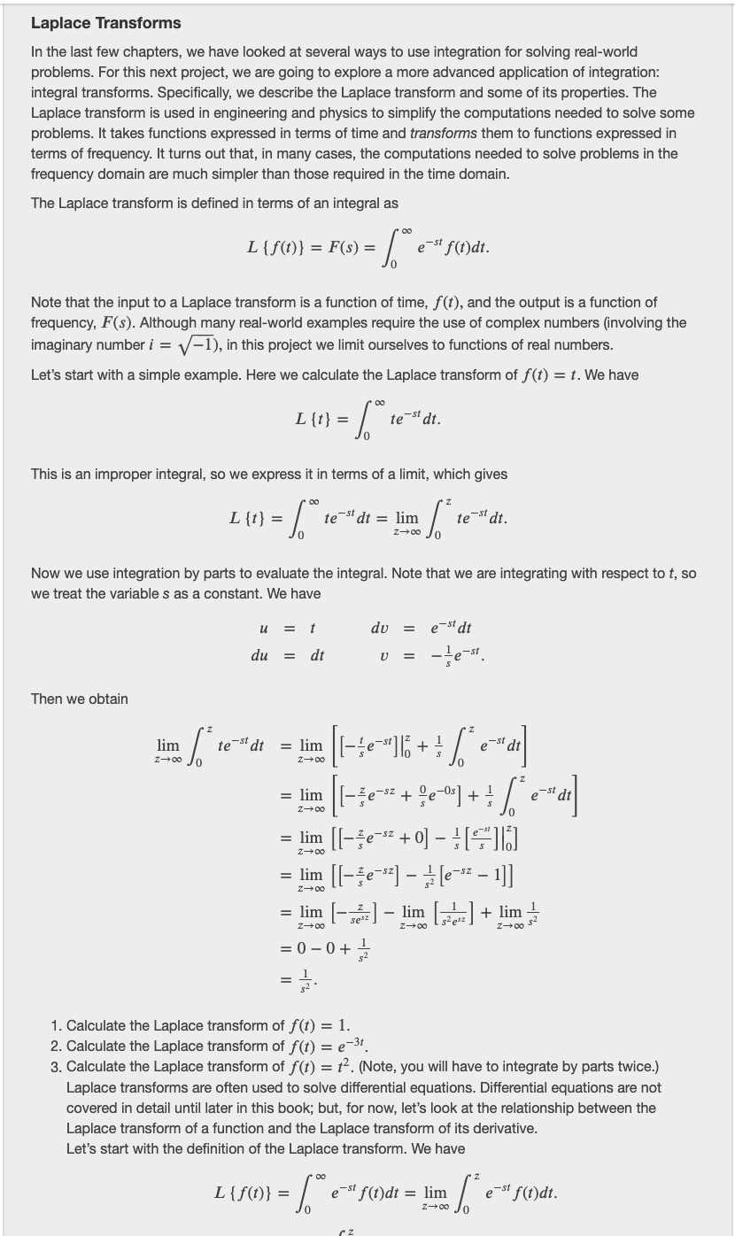 Solved Laplace Transforms In the last few chapters, we have | Chegg.com
