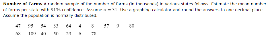 Solved Number of Farms A random sample of the number of | Chegg.com